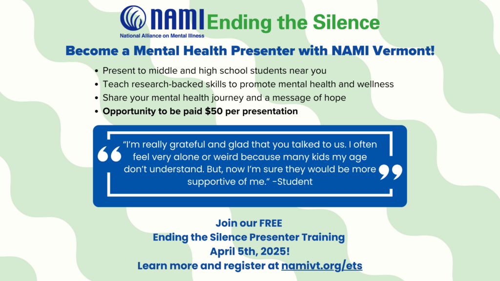 Support Youth Mental Health by Becoming an ETS Presenter - NAMI Vermont
