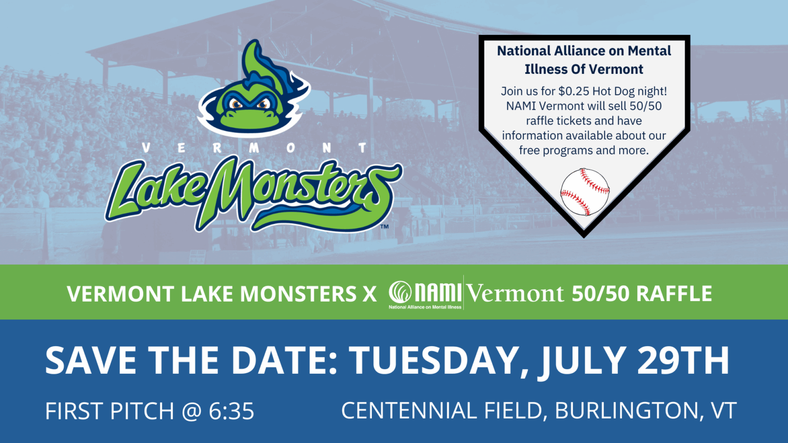 Join NAMI Vermont at the Lake Monsters Game - NAMI Vermont